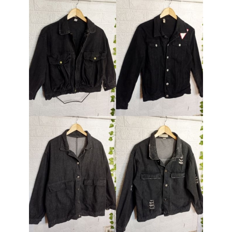 Thrifted Ukay Black Denim Jacket | Shopee Philippines