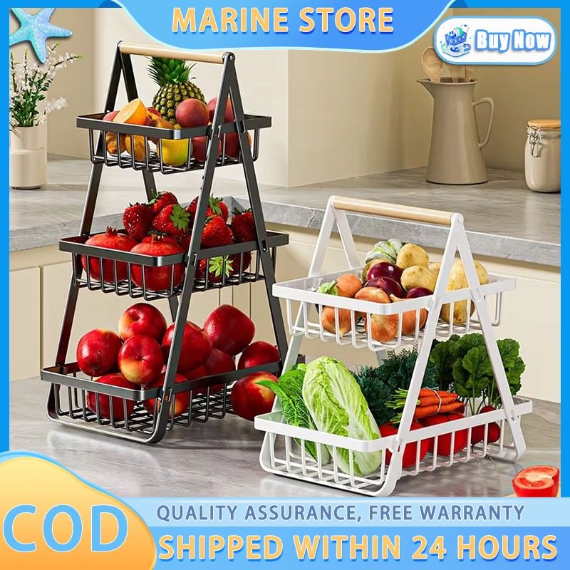 3 Tier Fruit Basket Portable Fruit&Vegetable Storage Rack Kitchen ...