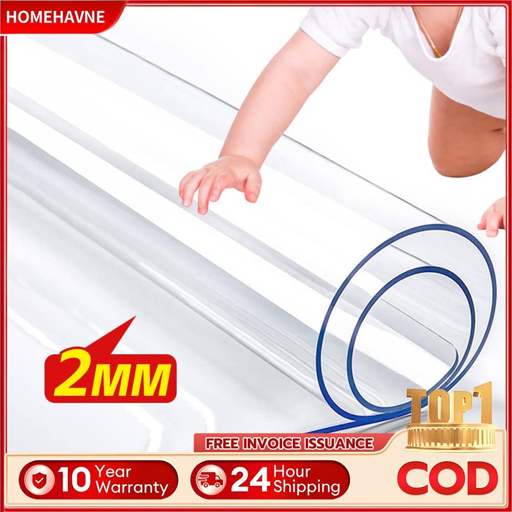 4/6/8 Seater 2mm PVC Tablecloth Transparent Rectangular Heat Resistant ...