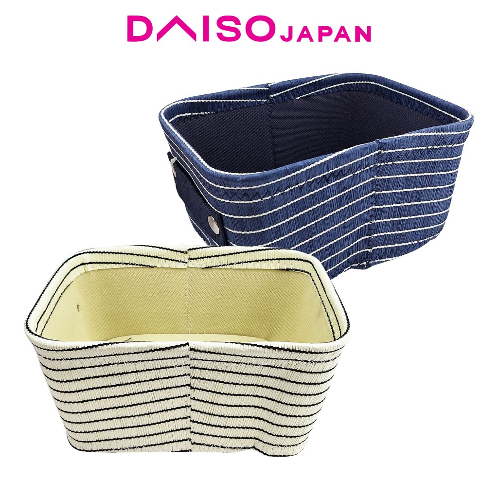 Daiso FSC Paper Striped Fabric Storage Quarter (19x26x12cm) | Shopee ...