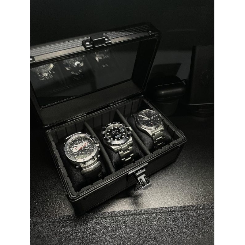 Luxury Aluminum Watch Case Black 3 slot | Shopee Philippines
