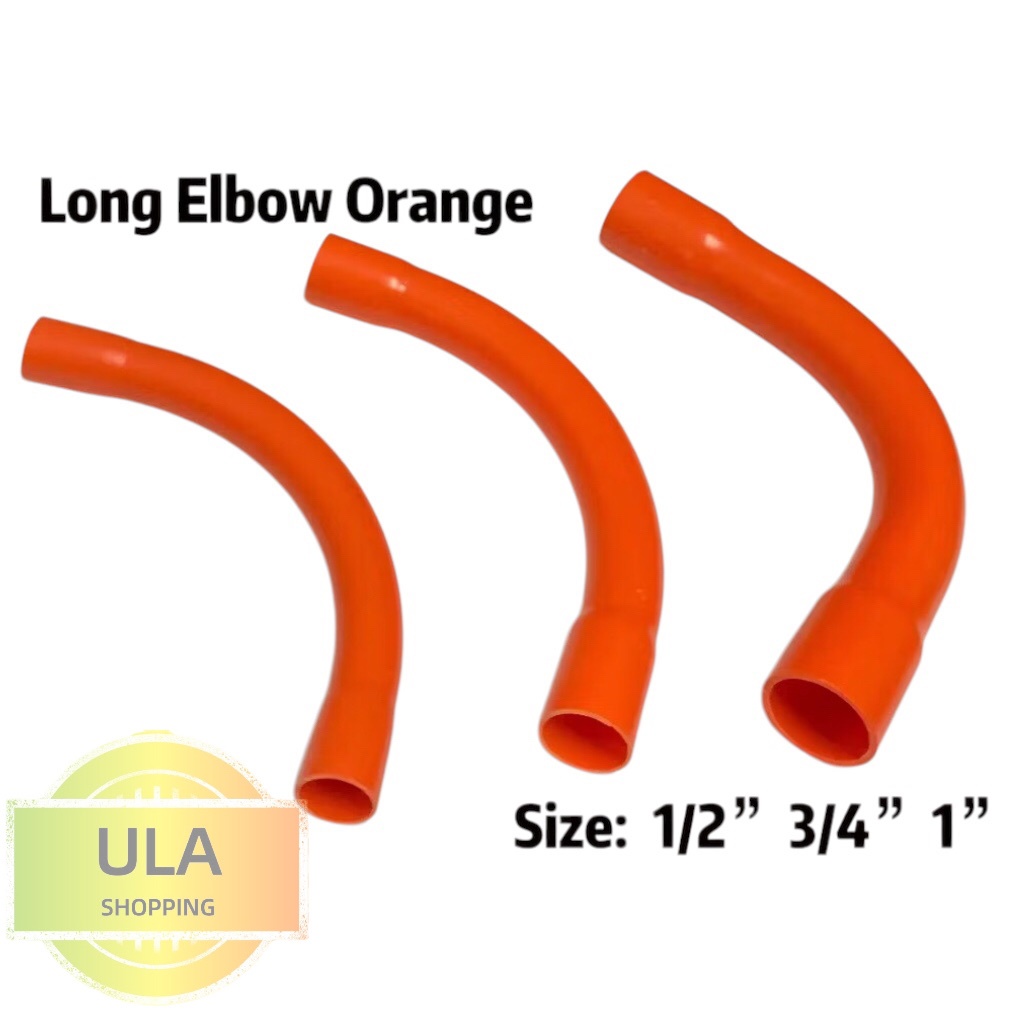 PVC Orange Fittings Electrical Conduit Pipe Long Elbow 1/2" 3/4" 1 ...