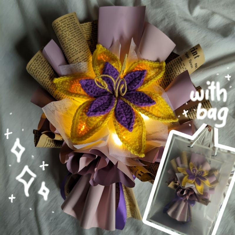 Crochet Rapunzel Sundrop Flower With Bag and Lights (NEW BAG HAS A PINK ...