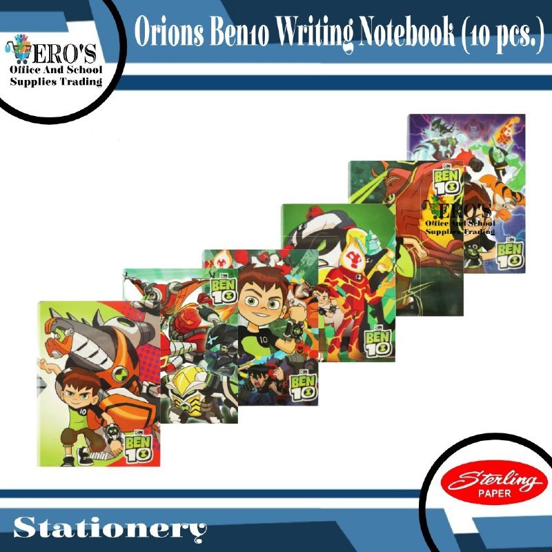 ORIONS BEN 10 WRITING NOTEBOOK w/ Plastic Jacket - 80 leaves (10 pcs ...