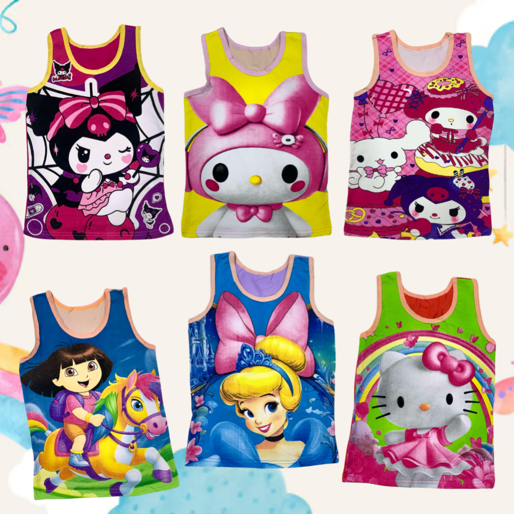 yansy Kids Sando Cartoon Girls Cotton Tanks Top Style 1-10 Taon 6 ...
