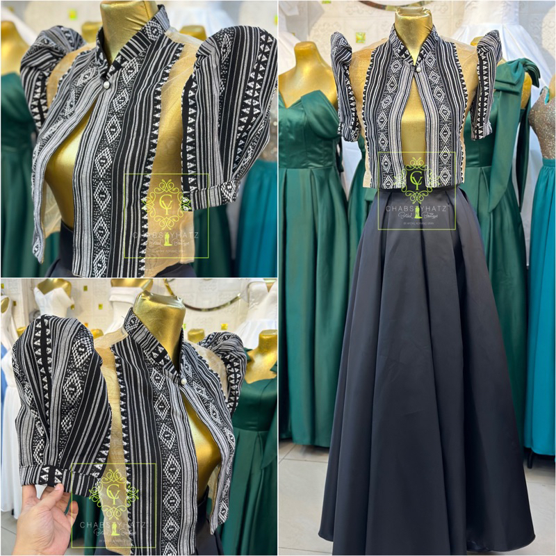 Bolero Modern Filipiniana Ethnic inabel and skirt for graduation oath ...