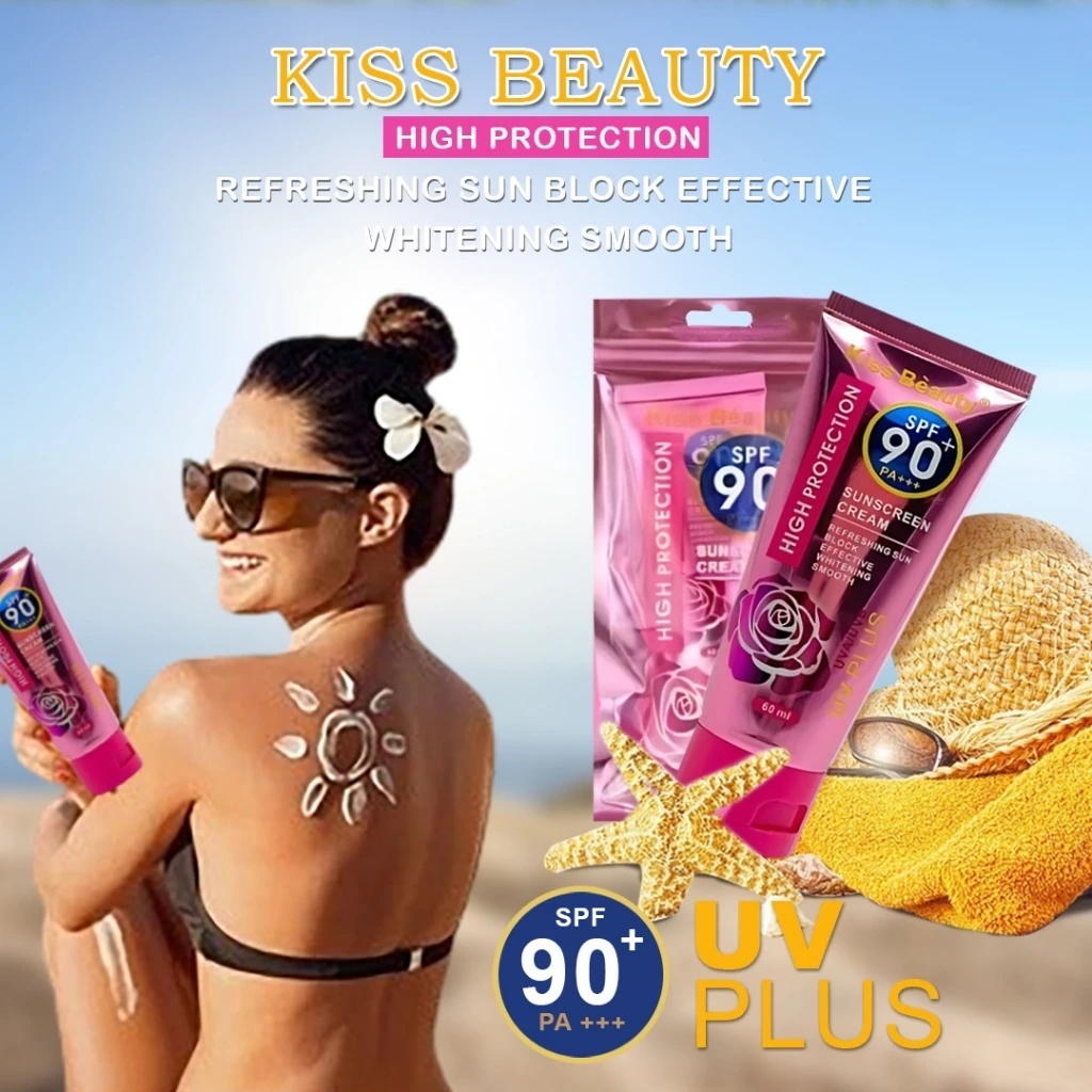 LMJ Kiss Beauty SPF90+ PA+++ Sunscreen Cream 60 mL Maximum UV Protection to Prevent Sunburn ...