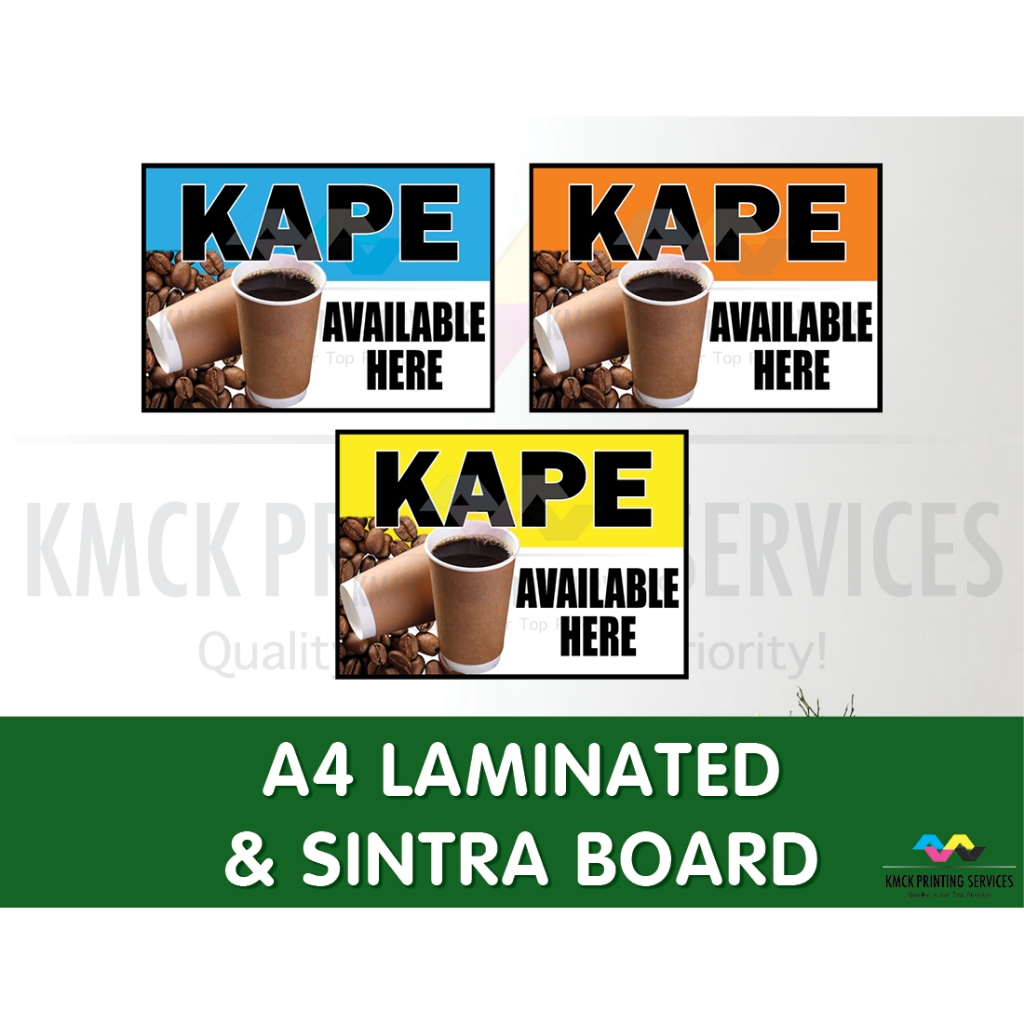 Kape Available Here Signages Laminated | Sintra Board | Shopee Philippines