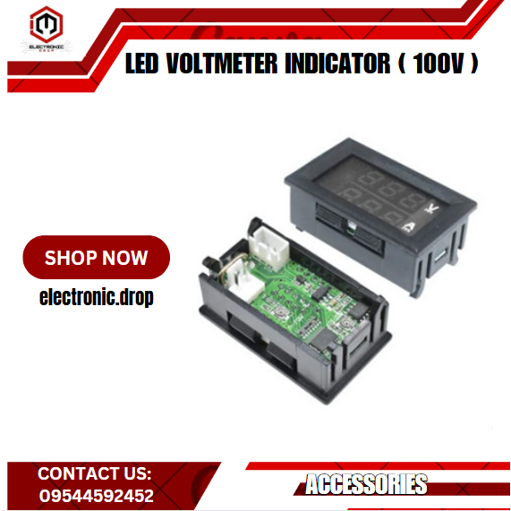 LED VoltMeter Indicator ( DC 100V 100A Red + Red 0.28 Inch Dual LED ...