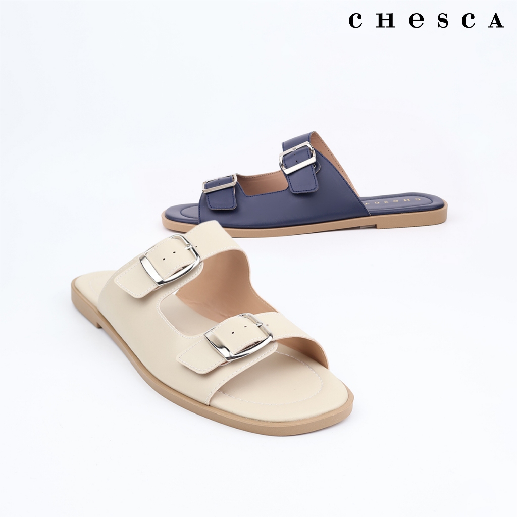 Chesca Riya Flat Sandals 239T0179 (Navy Blue/Bone) | Shopee Philippines