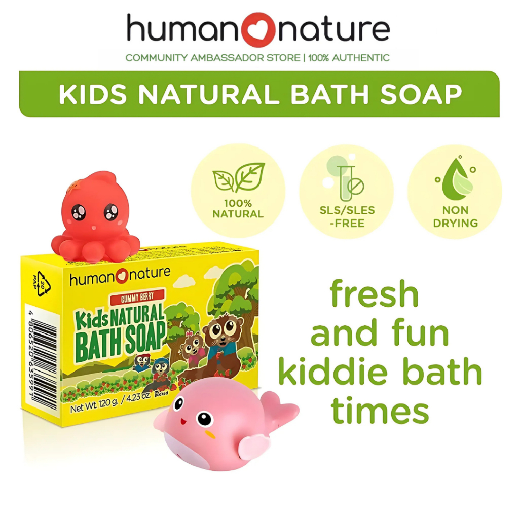 Human Nature 100% Natural Kids Bath Soap 120g | Gummy Berry Scent ...