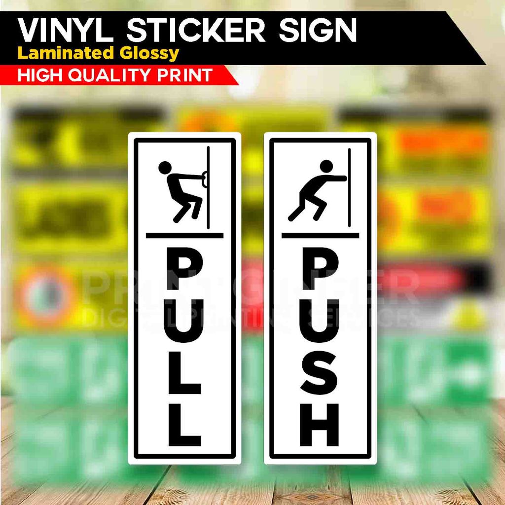Push, Pull Sticker Sign | Push Pull Glass Sticker | Vinyl Sticker Push ...