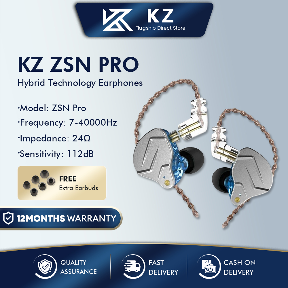 KZ ZSN Pro Metal Earphones 1BA+1DD Hybrid HIFI Bass Headset In-Ear ...