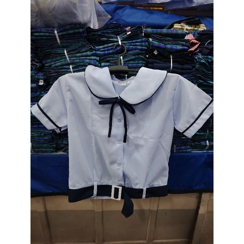 BC PIPING WITH BELT or with out belt SCHOOL UNIFORM BLOUSE | Shopee ...