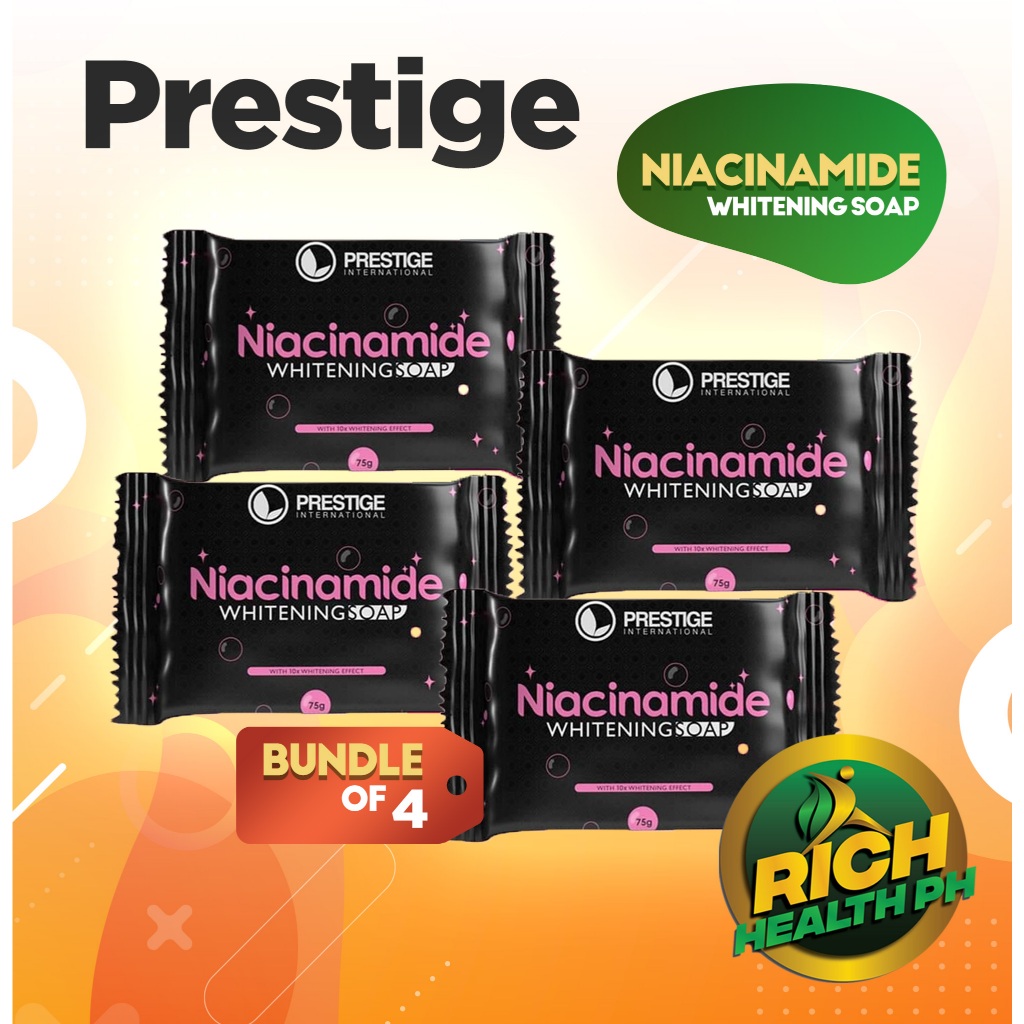 PRESTIGE NIACINAMIDE WHITENING SOAP (BUNDLE OF 4) for Acne and Oily ...