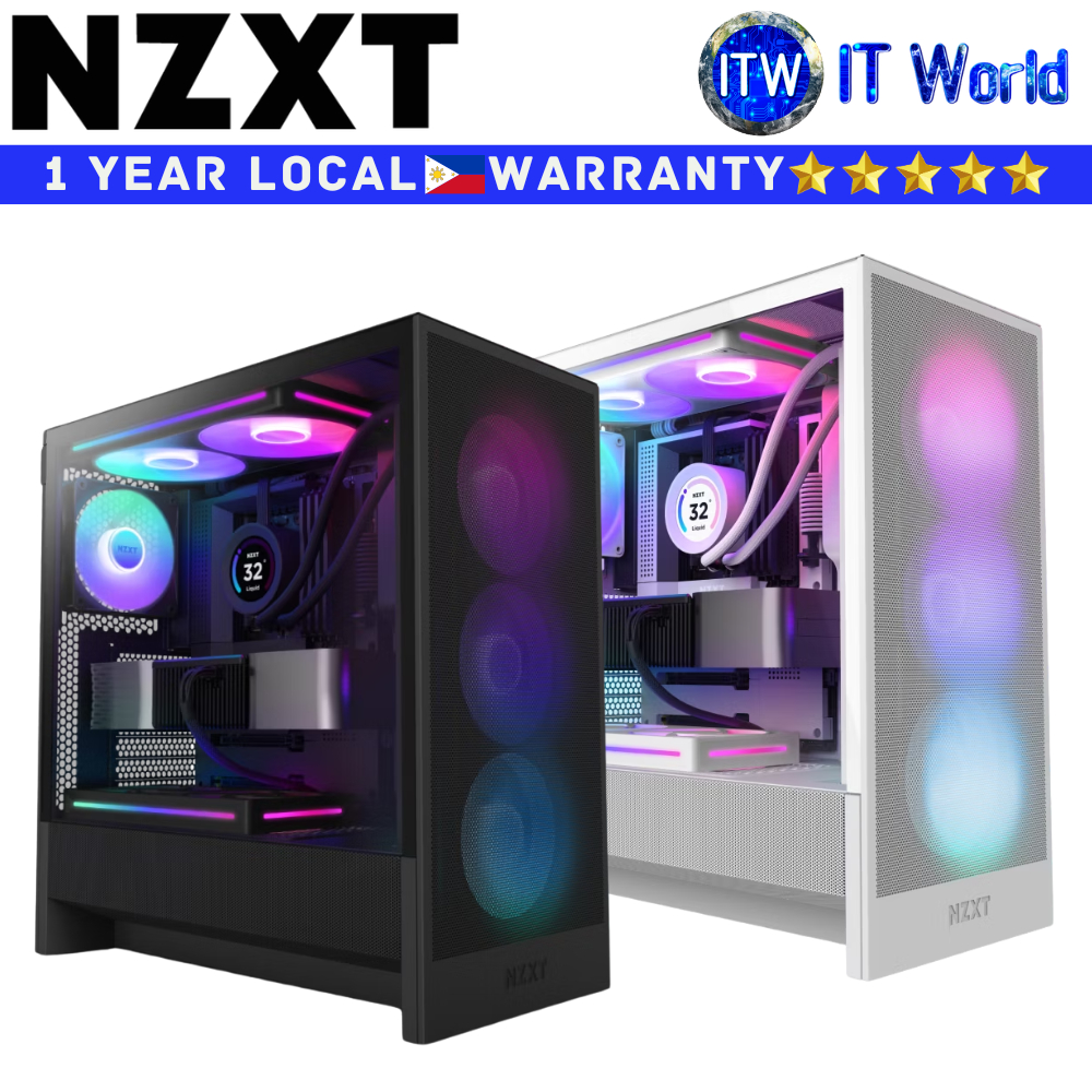 NZXT Computer PC Case H5 Flow RGB Compact ATX Mid-Tower Airflow with ...