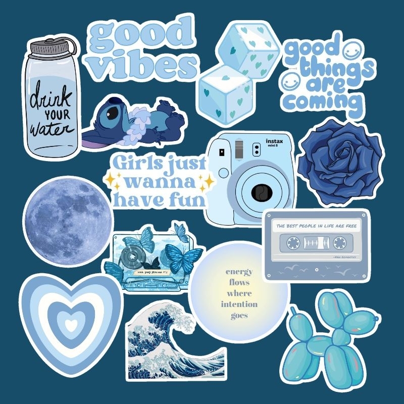 Blue Stickers | Vinyl Matte Laminated Waterproof and Scratchproof ...