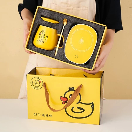 Yellow Duck Ceramic Cup Set With Heating Stove Coc Coc With Spoon Gift ...