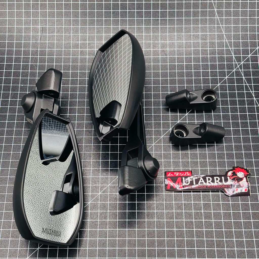 MUTARRU SIDE MIRROR BLACK ADJUSTABLE UNIVERSAL 100% PURE ALLOY | Shopee ...