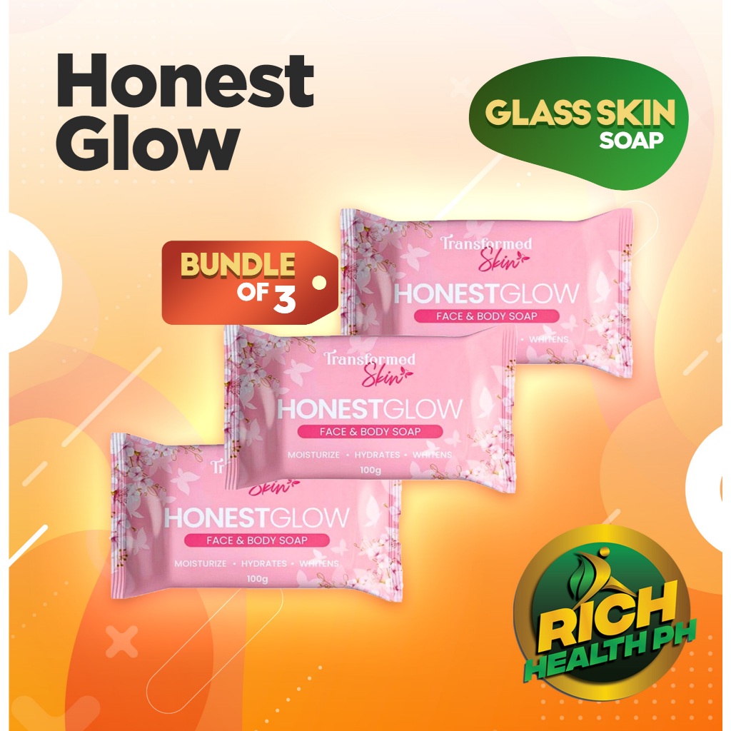 Honest Glow Glass Skin Soap [BUNDLE OF 3] 80grams Face and Body Soap ...