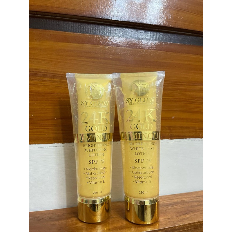 SY GLOW 24K GOLD LUMINOUS BRIGHTENING WHITENING LOTION SPF 75 | Shopee ...