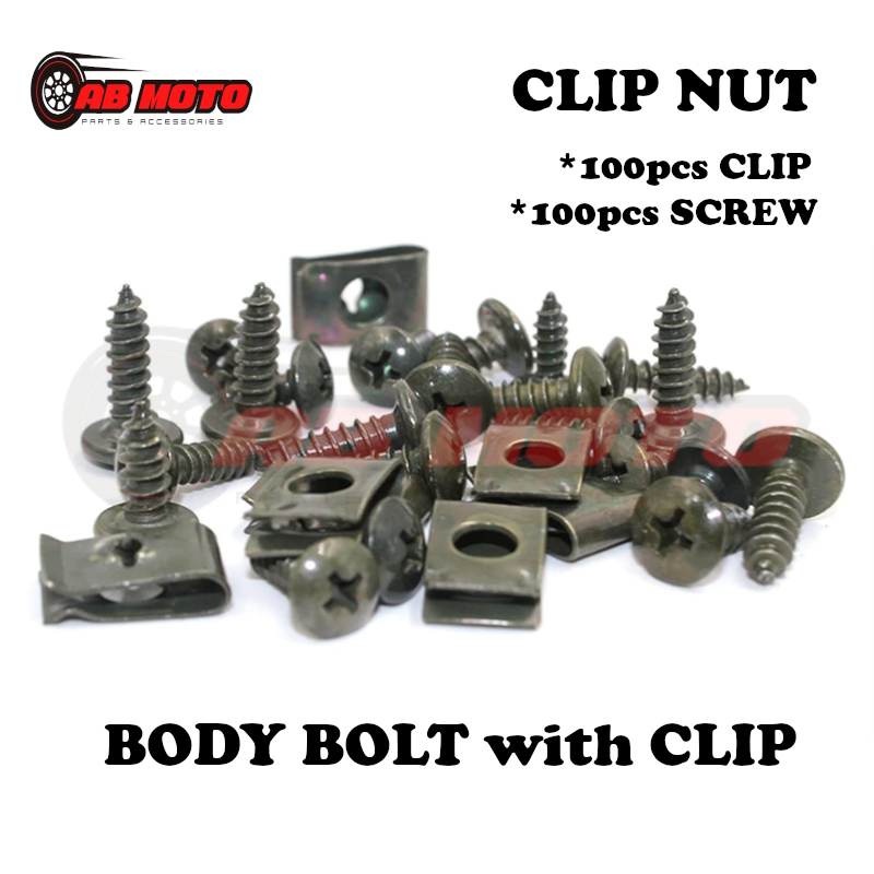 ABmoto Motorcycle 200pcs Body Bolt Body Clip Flarings Bolt With Clip ...