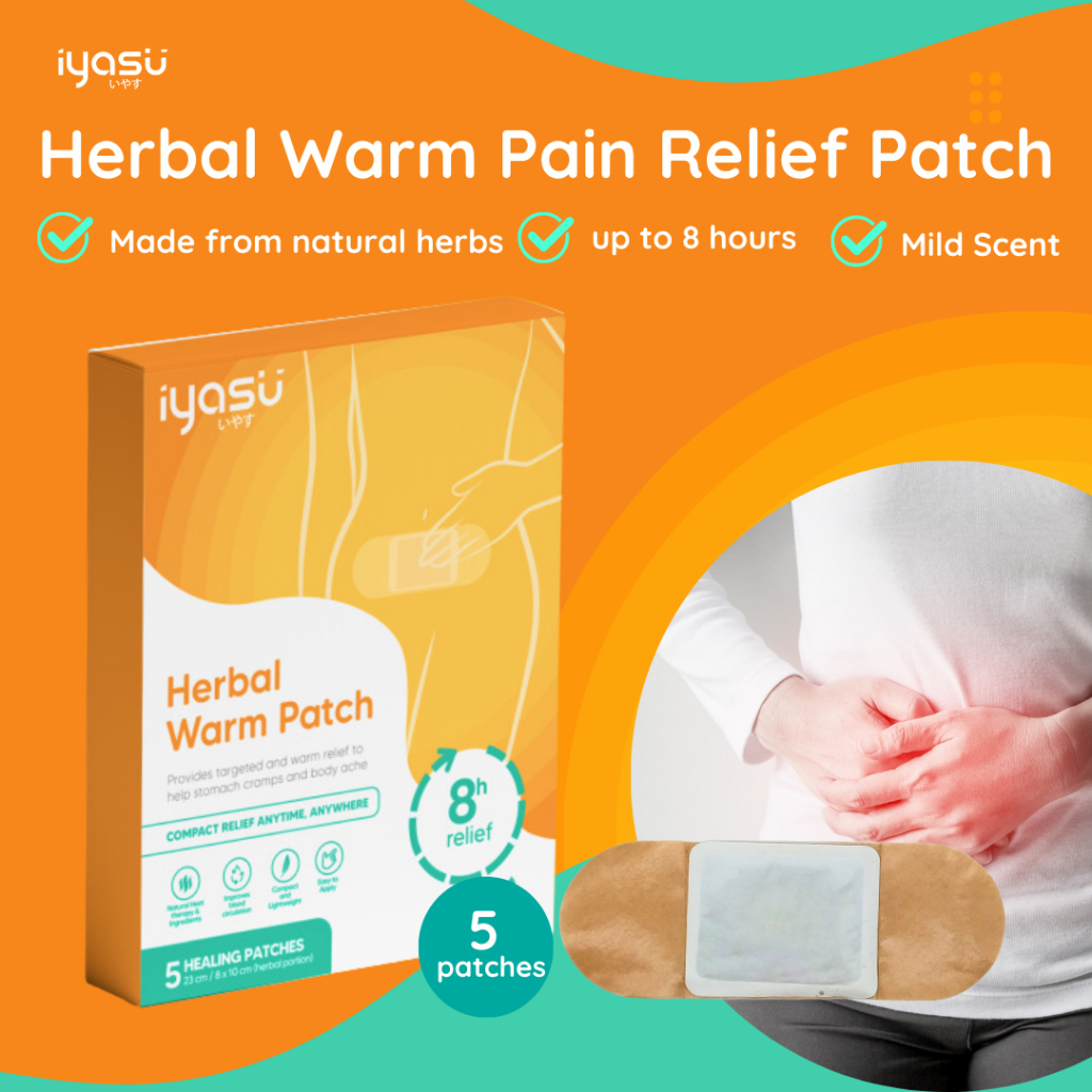 Iyasu Herbal Warm Natural Heat Patch for Stomach Cramps, Body Aches ...
