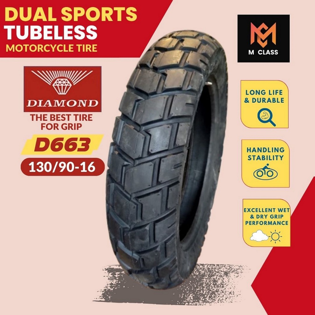 R16 D663 DUAL SPORTS TUBELESS TIRE FOR KRY 200 - DIAMOND 130/90-16 | Shopee Philippines