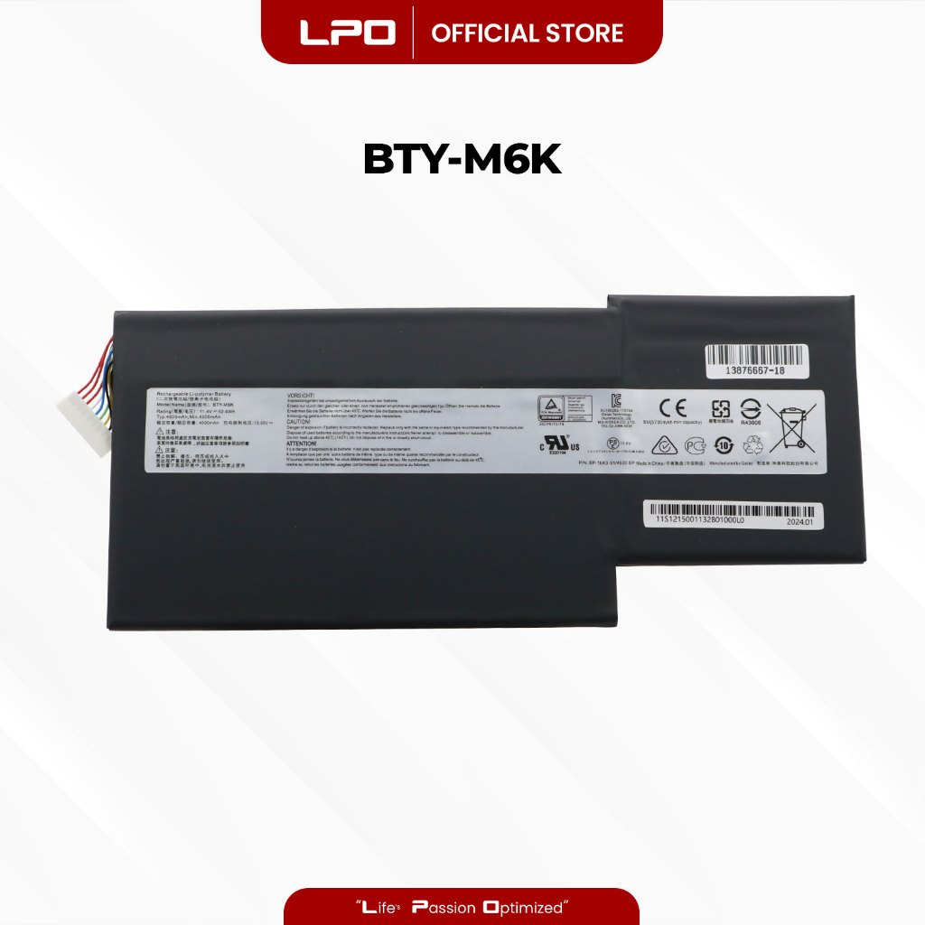 LPO Laptop Battery BTY-M6K Compatible with MSI GF63 8RC-034CZ, GF63 8RD ...
