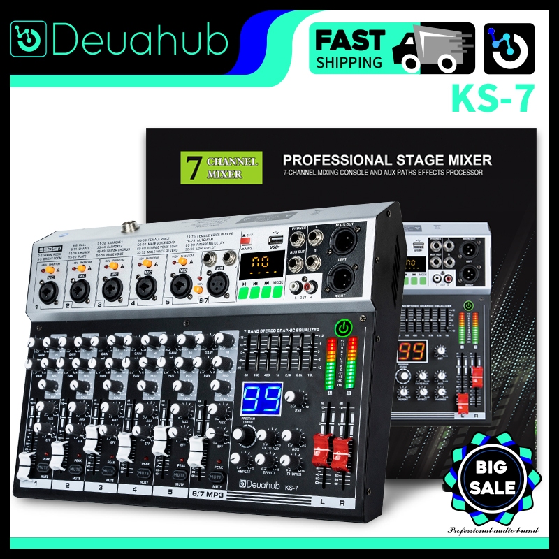 Deuahub KS-7 Professional Audio Mixer 7 channel mixer built-in EQ ...