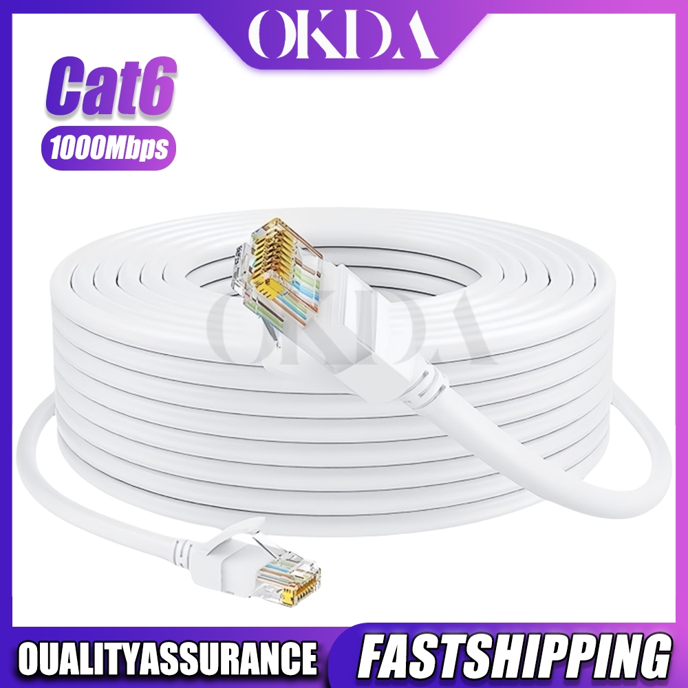 OKDA White Cat6 RJ45 LAN Cable Jumping and Cable Ethernet LAN Cable ...