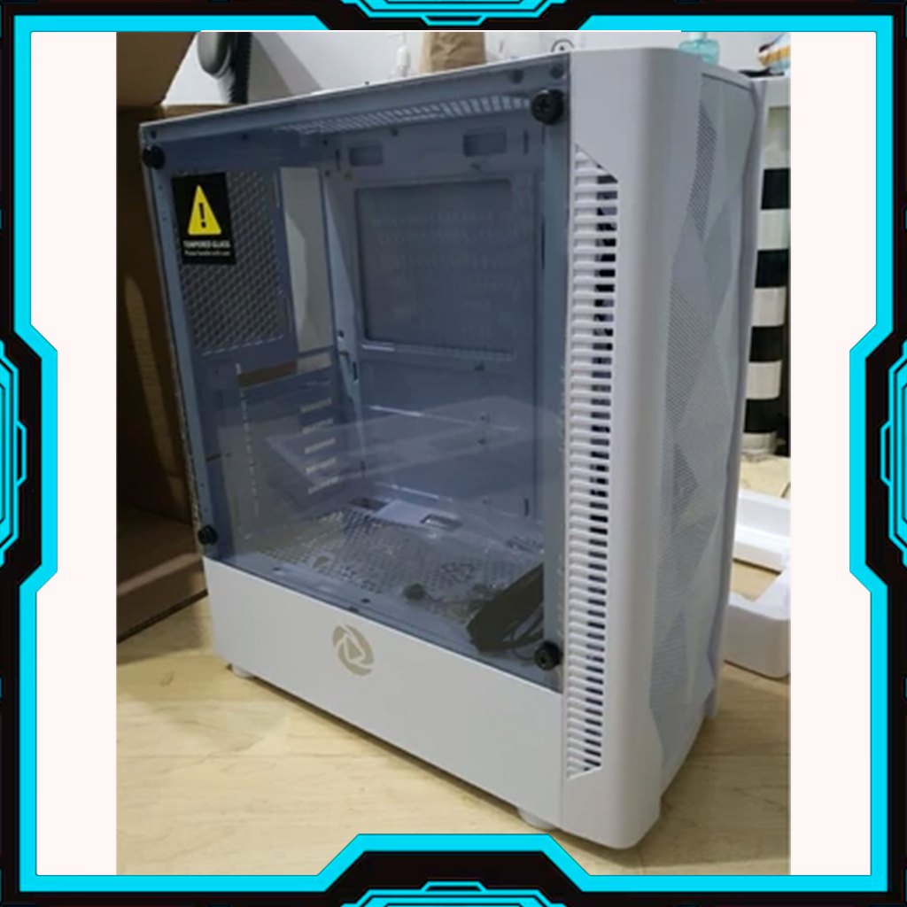 INPLAY Meteor 03 - White/Black Tempered Glass ATX Case Gaming Computer ...