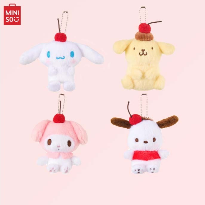MINISO Sanrio Cherry 4inch Plush Key Chain My Melody Pochacco ...