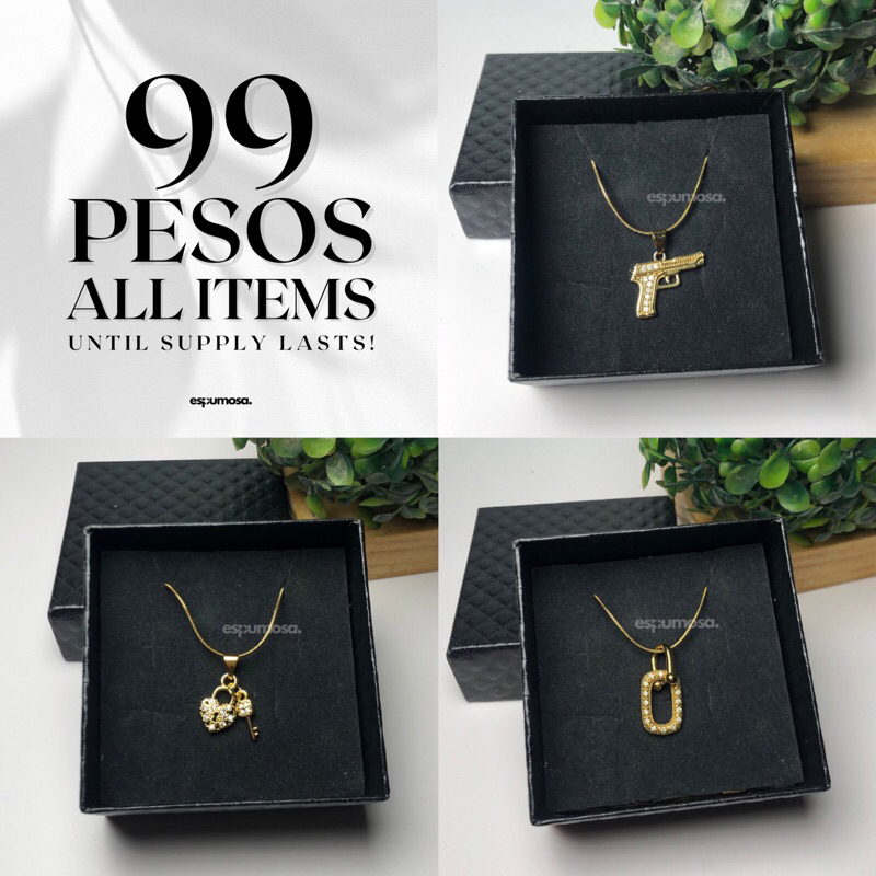 99 Pesos All Items Non Tarnish Necklace Set with Box | Shopee Philippines