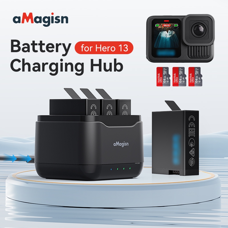 aMagisn Battery Dock Charging Kit for GoPro Hero 13 - Safe Charge 3 ...