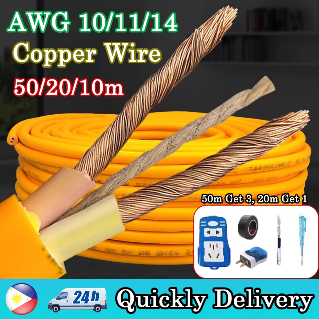 Flexible Wire 50m 20m 10m Heavy Duty 2 Core Round Cable 6mm² 4mm² 2 ...