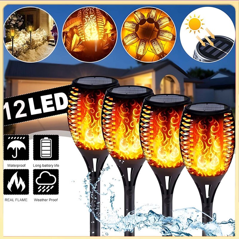 Solar Flame Light LED Auto On/Off Decoration Lighting Outdoor ...