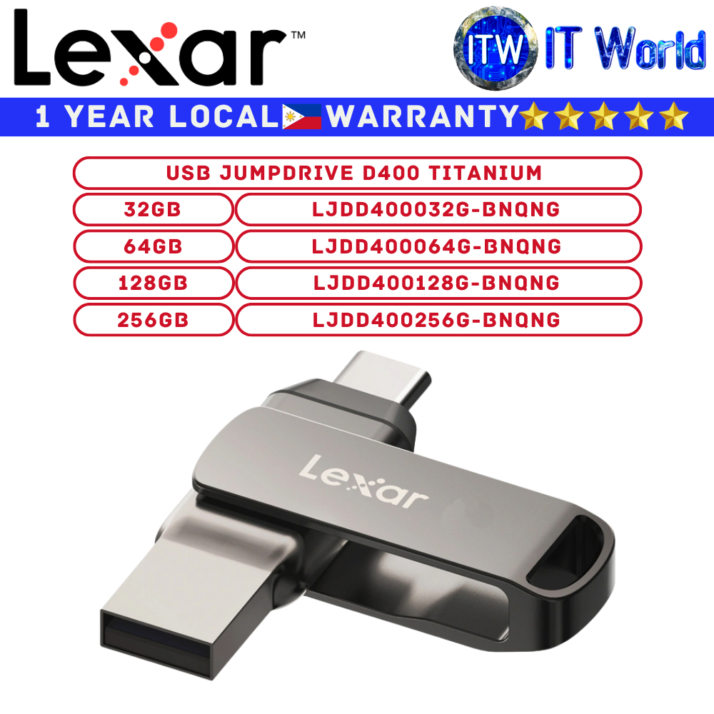 Itw | Lexar USB Flash Drive JumpDrive D400 Titanium USB 3.1 Type C ...