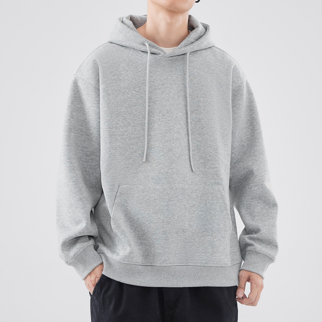 Oleyto Solid Color Unisex Hoodie Sports Jacket for Men Without Zipper ...