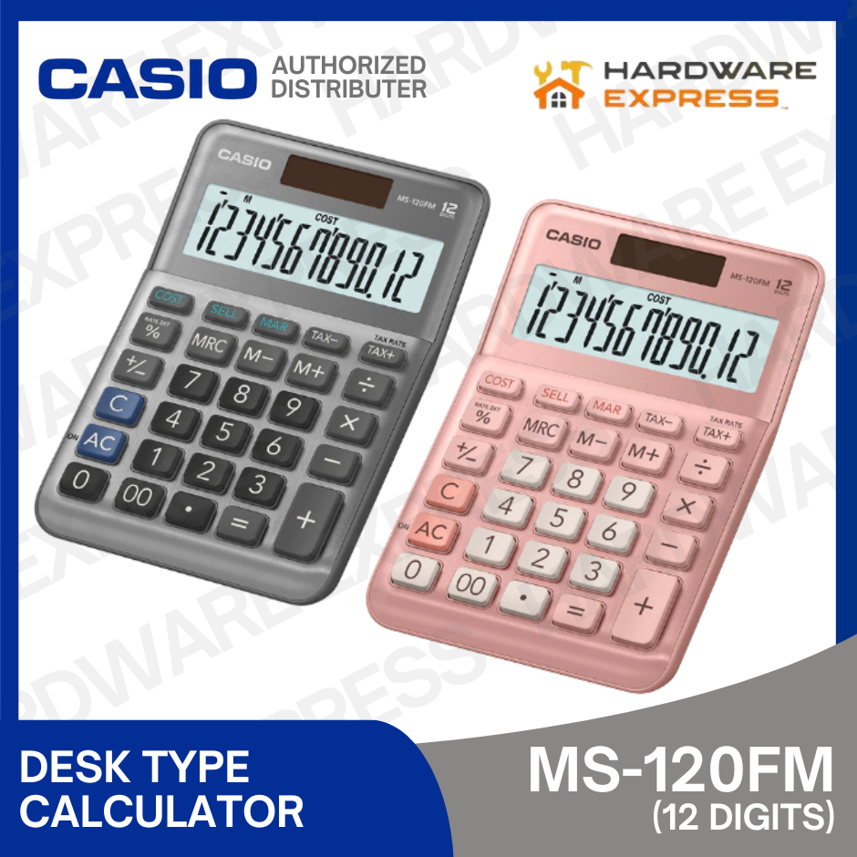 CASIO Original 12 Digit Calculator MS-120FM Pink or Grey | Shopee ...