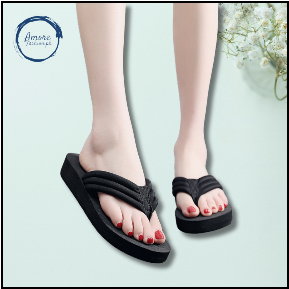 Amore Fashion Korean Thick Soled Anti-Slip Flip Flop Casual Rubber ...