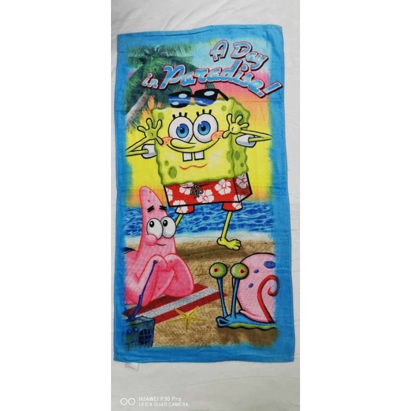 Mini Bath towel SpongeBob size:60x120cm | Shopee Philippines