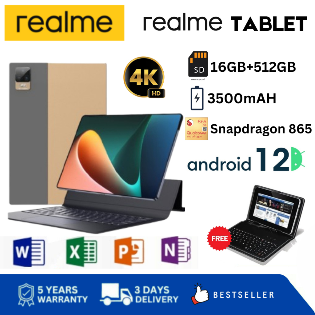 𝑹𝑬𝑨𝑳𝑴𝑬 PAD X PRO | 16GB RAM+512GB ROM | 4K Full HD LED 4G LTE Dual SIM ...