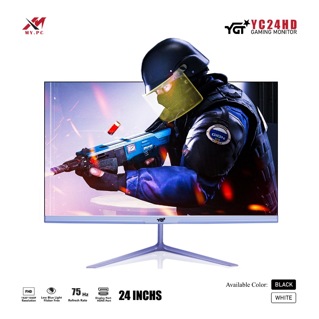 YGT YC24HD 24'' 75HZ 1920x1080 FHD Frameless Flat LED Gaming Monitor ...