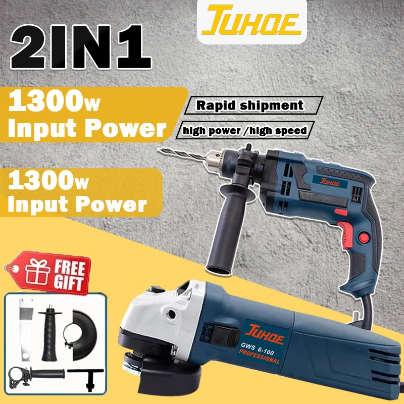 JUHOE 2In1 Combo Grinder and Electric Drill Driver Set Free Accessories ...