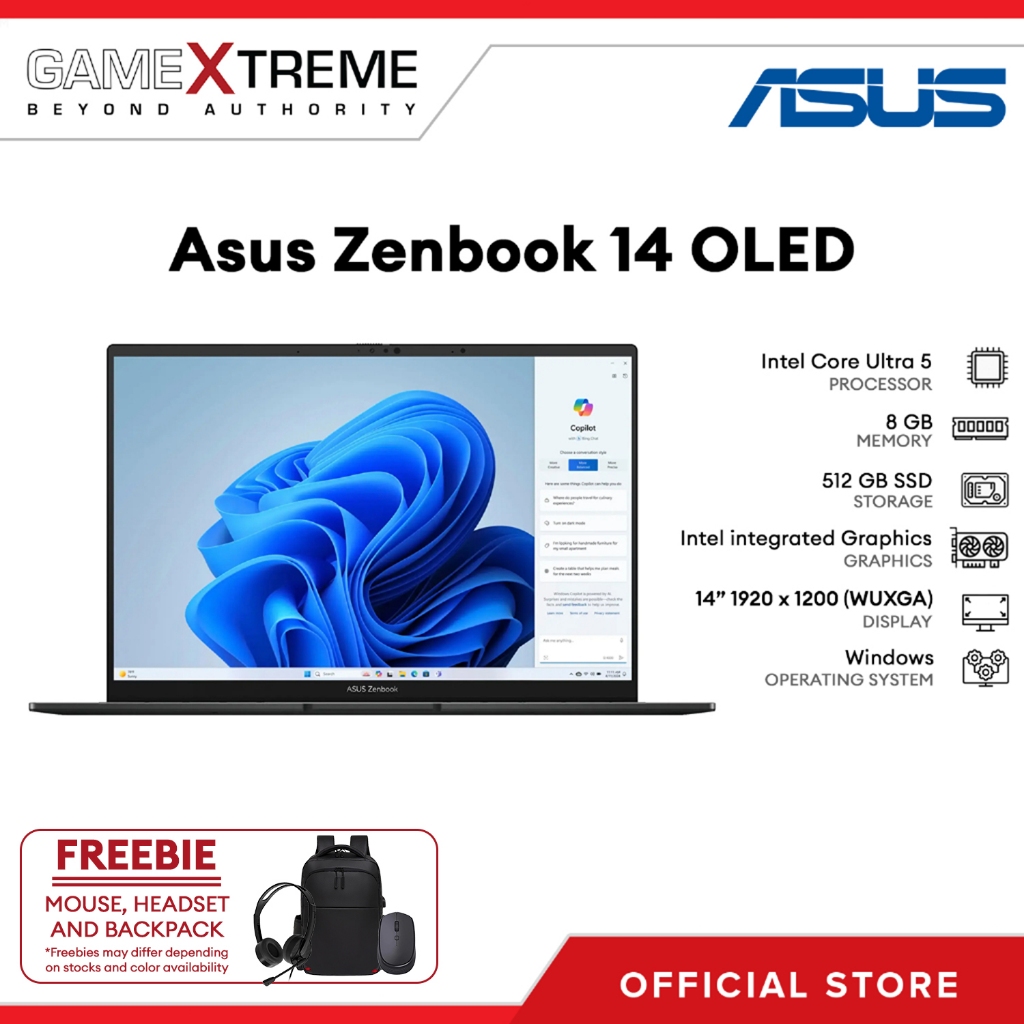 Asus Zenbook 14 OLED 14'' WUXGA Touch Laptop Ultra 5 Intel Evo 8GB ...