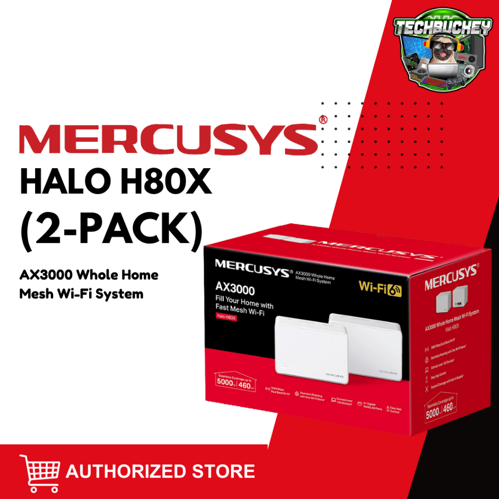 Mercusys Halo H80X (2-Pack) AX3000 Whole Home Mesh Wi-Fi 6 System ...