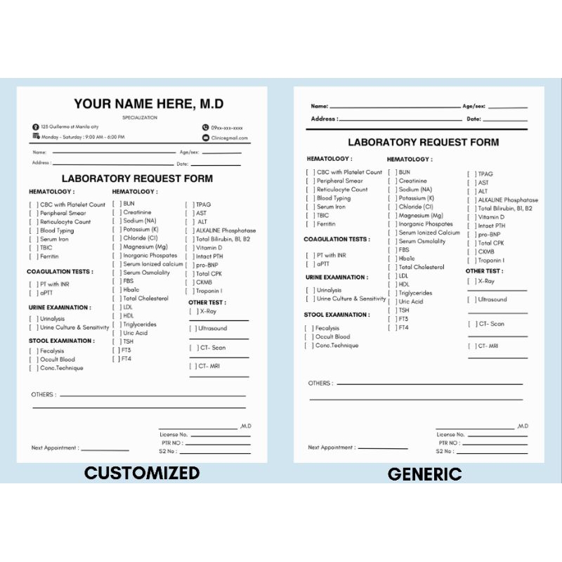 laboratory request form (Generic/customized) | Shopee Philippines