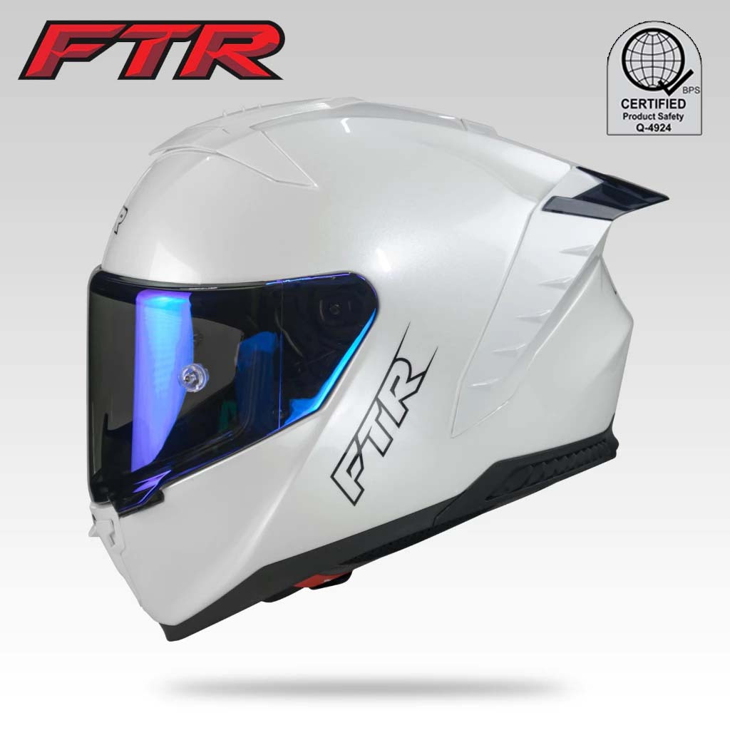 FTR Helmets Carbon Series - Carbon Fiber White Glossy Full Face Single ...