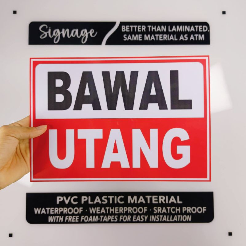 SIGNAGE - BAWAL UTANG - PVC PLASTIC MATERIAL SIGNAGE | Shopee Philippines